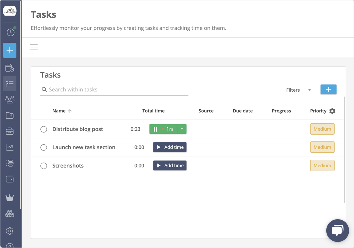 Easily Track Your Daily Tasks, with Timeneye's new Tasks section